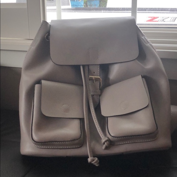Neiman Marcus | Bags | Neiman Marcus Grey Leather Backpack | Poshmark